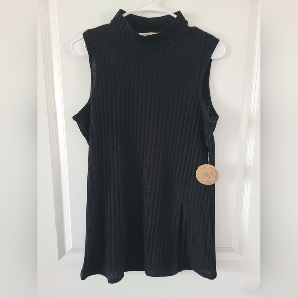 Parallel Skies | Tops | Parallel Skies Black Ribbed Tank Blouse Top ...